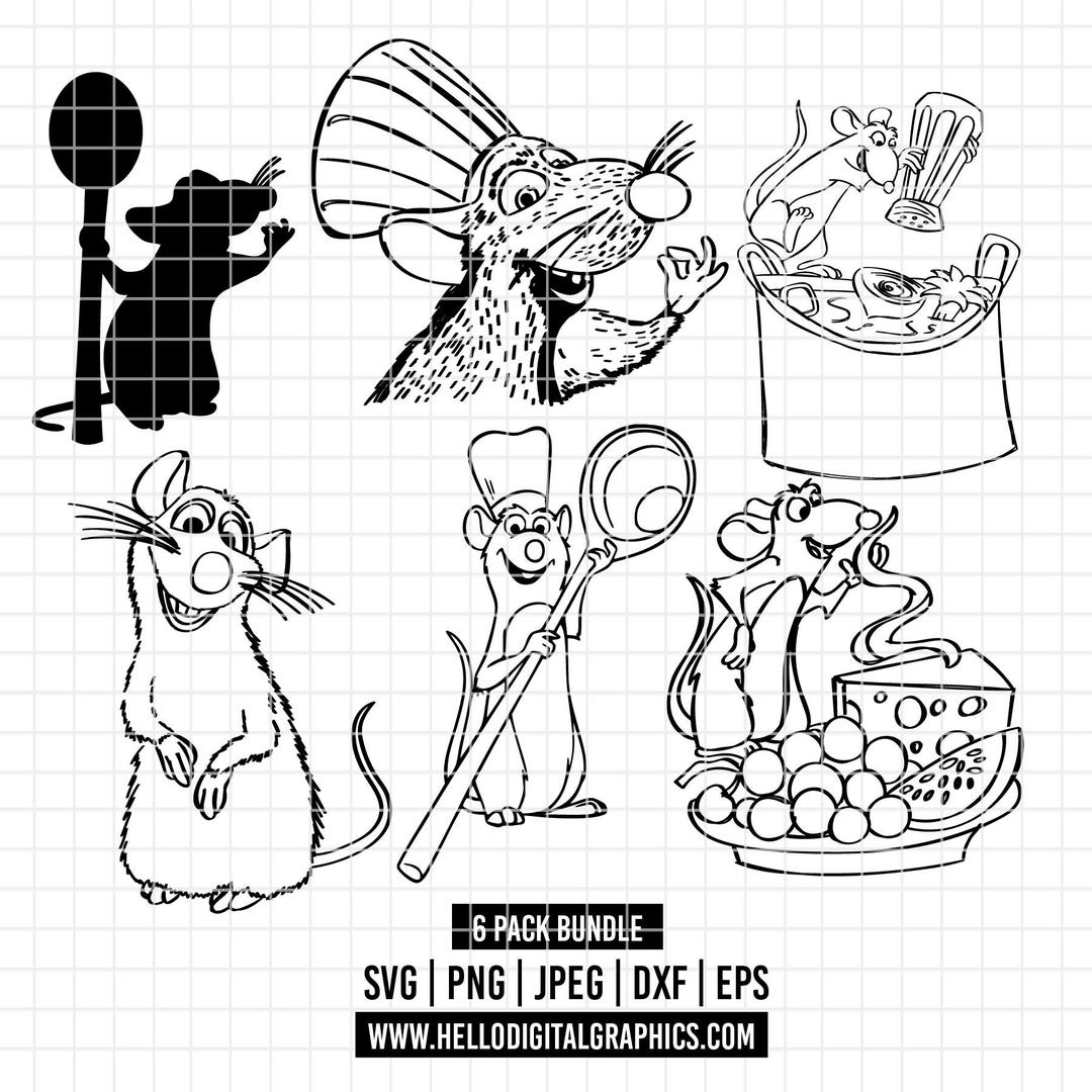 3482 - Ratatouille Line Art Pack Bundle Svg, Eps, Png, Dxf, Jpeg ...