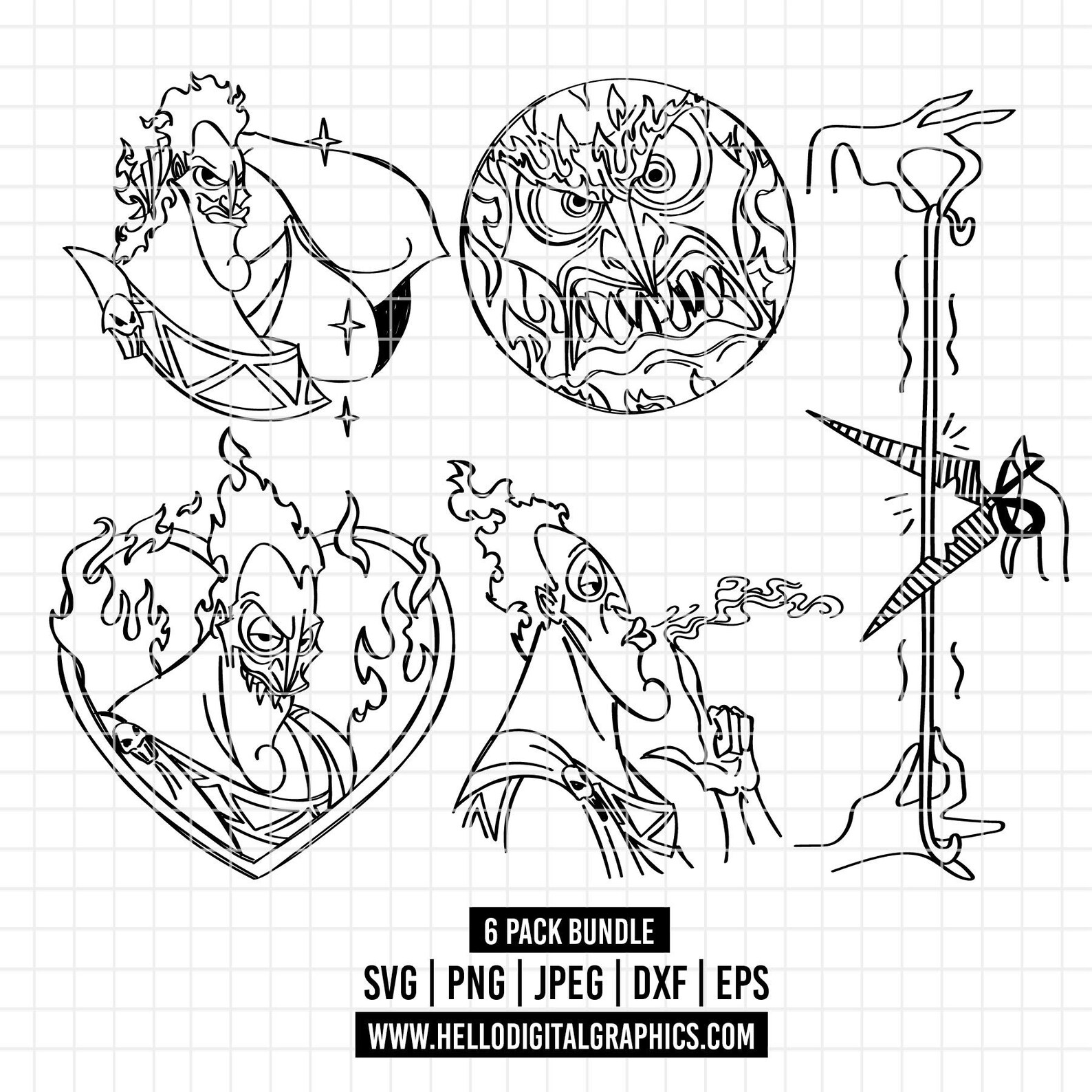 2749 - Hades to Hercules Line Art Pack Bundle Svg, Eps, Png, Dxf, Jpeg ...