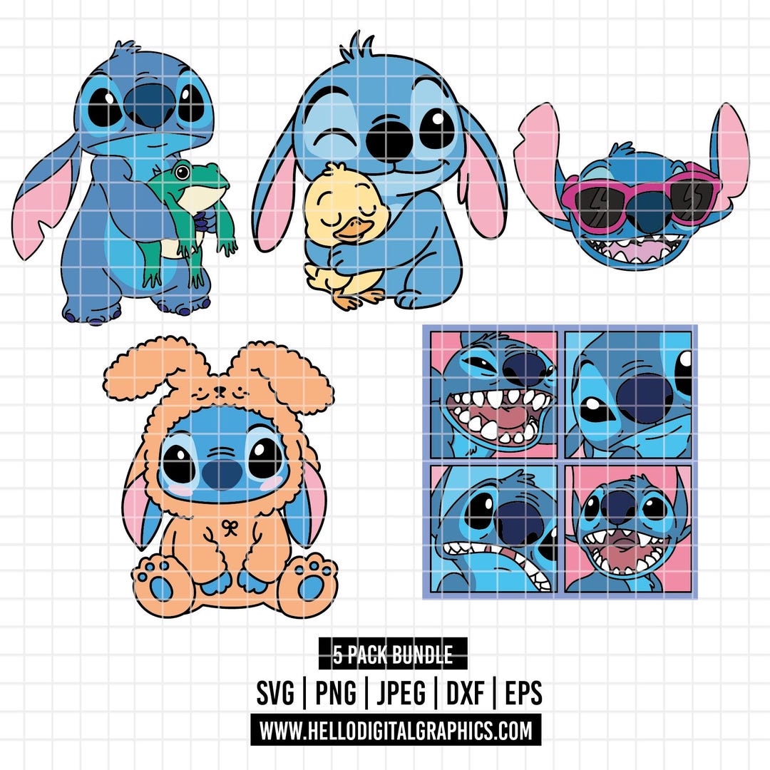3615 - Stitch Dtf Full Color Pack Bundle Svg, Eps, Png, Dxf, Jpeg ...