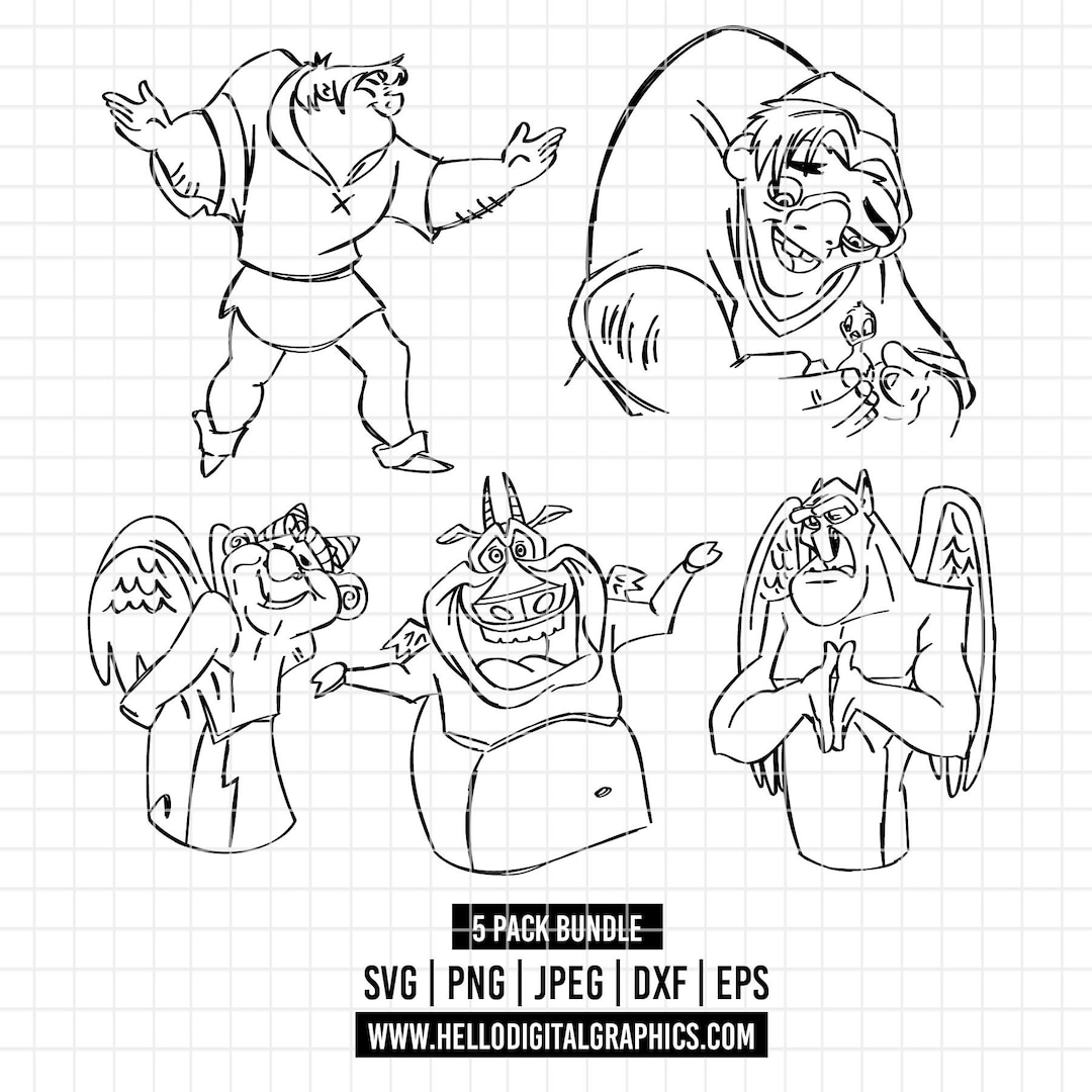 3514 - the Hunchback of Notre Dame Pack Bundle Line Art Svg, Eps, Png ...