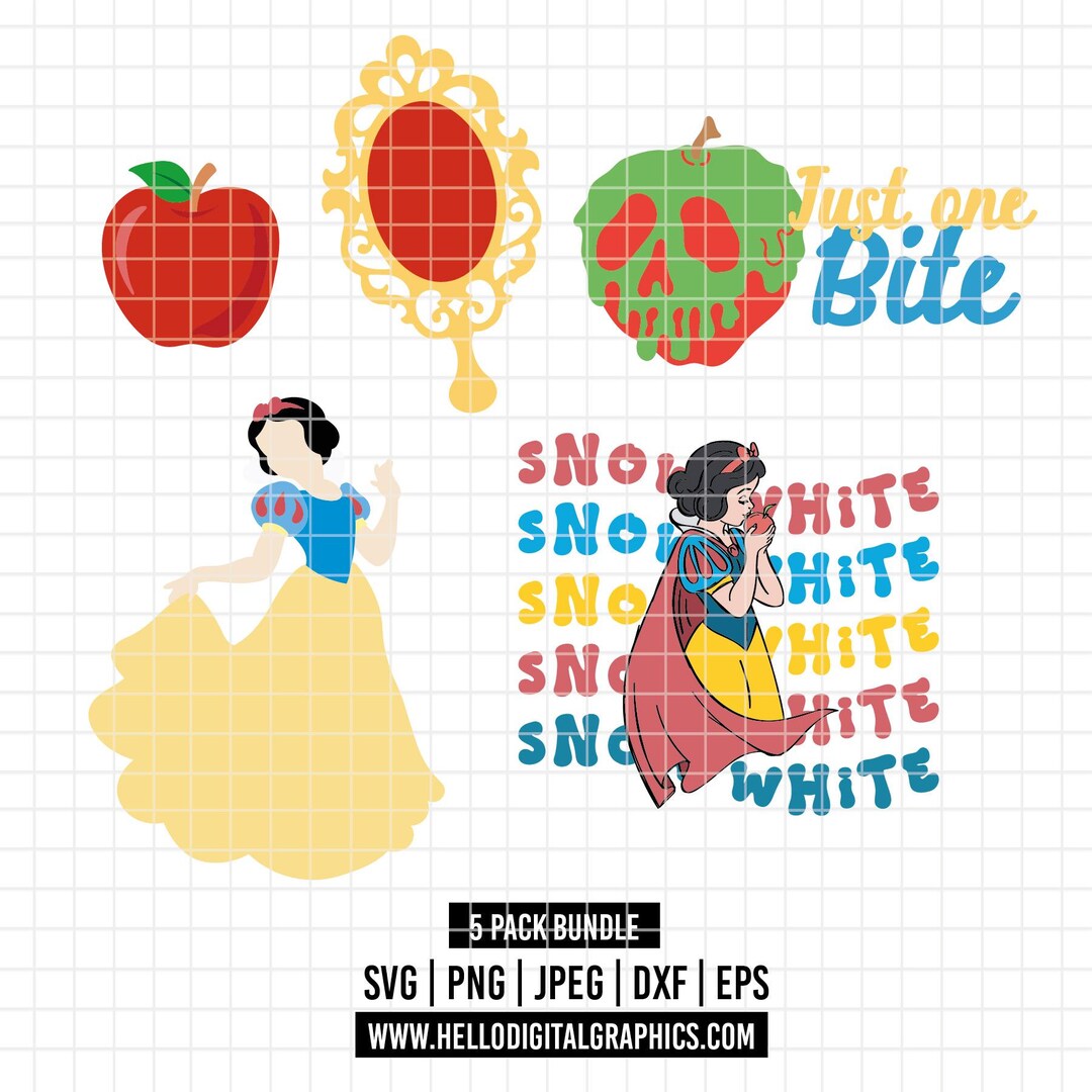 3527 - Snow White Icons Dtf Pack Bundle Full Color Svg, Eps, Png, Dxf ...