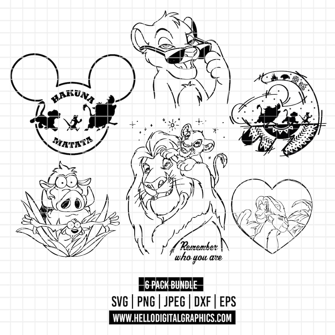 2546 - the Lion King Pack Bundle Line Art Svg, Png, Eps, Dxf, Jpeg ...