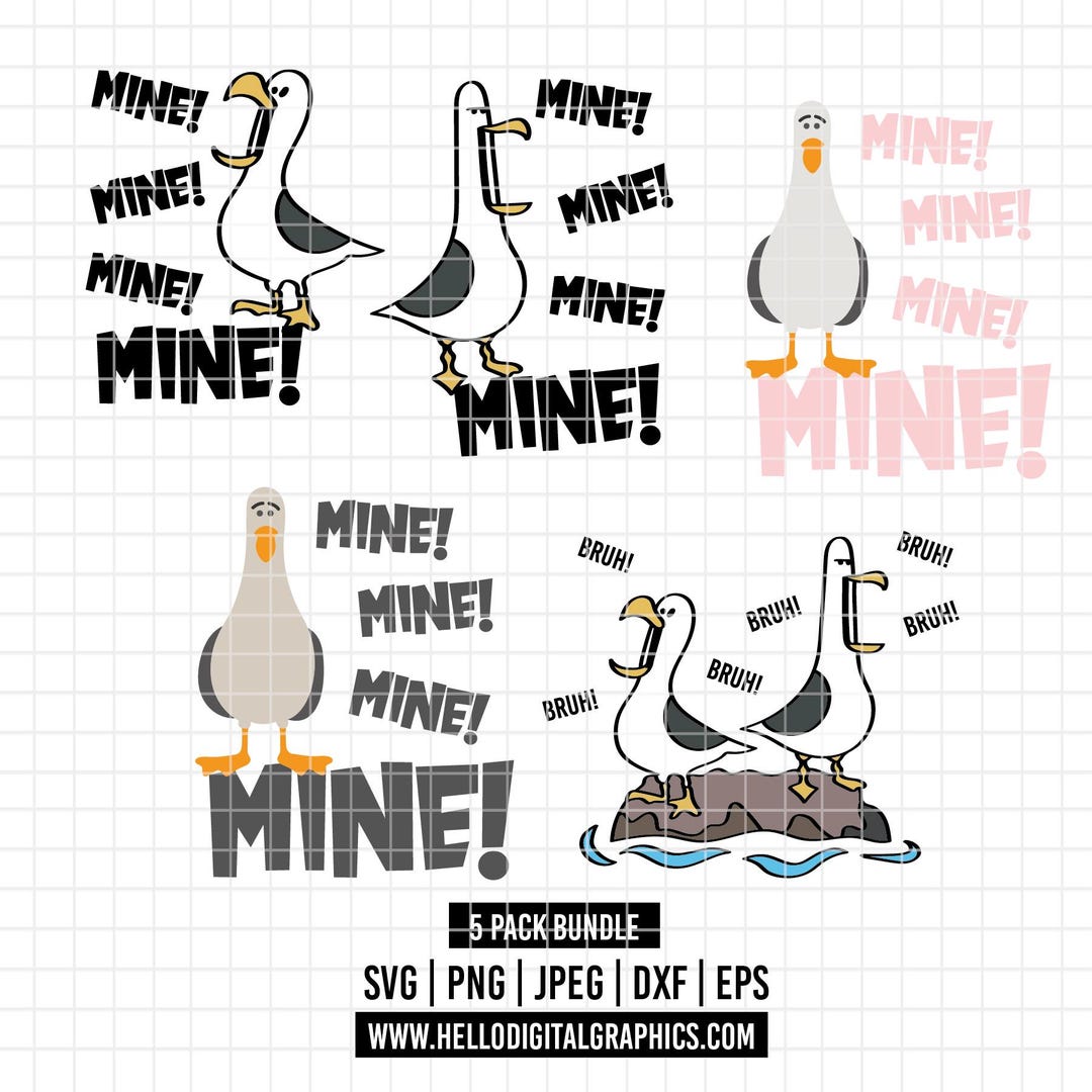 3727 - Seagulls Finding Nemo Dtf Full Color Pack Bundle Svg, Eps, Png ...