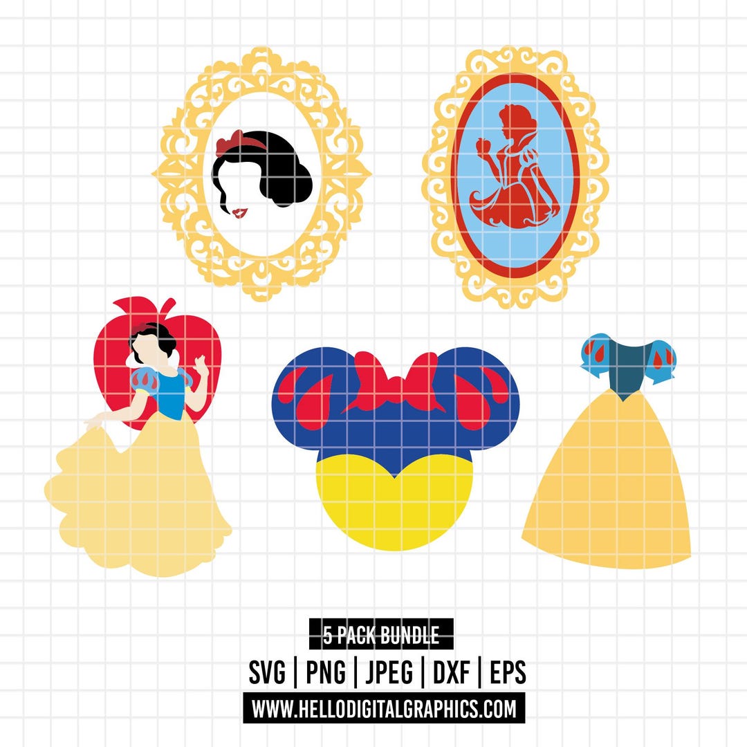 3523 - Snow White Icons Dtf Pack Bundle Full Color Svg, Eps, Png, Dxf ...