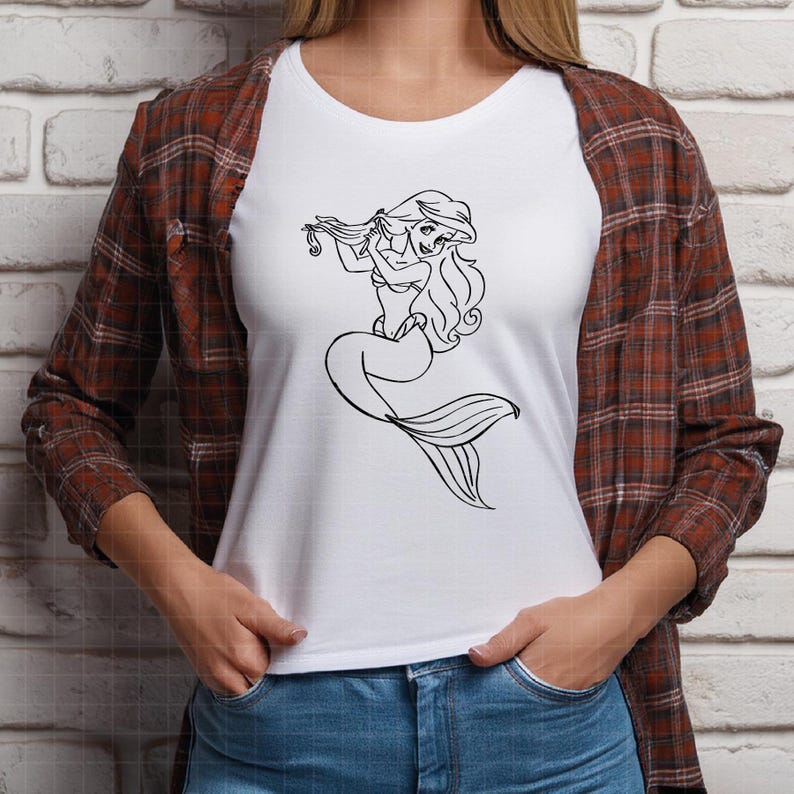 2209 Princess Little Mermaid Line Art SVG, PNG, EPS Disneyy Princess ...