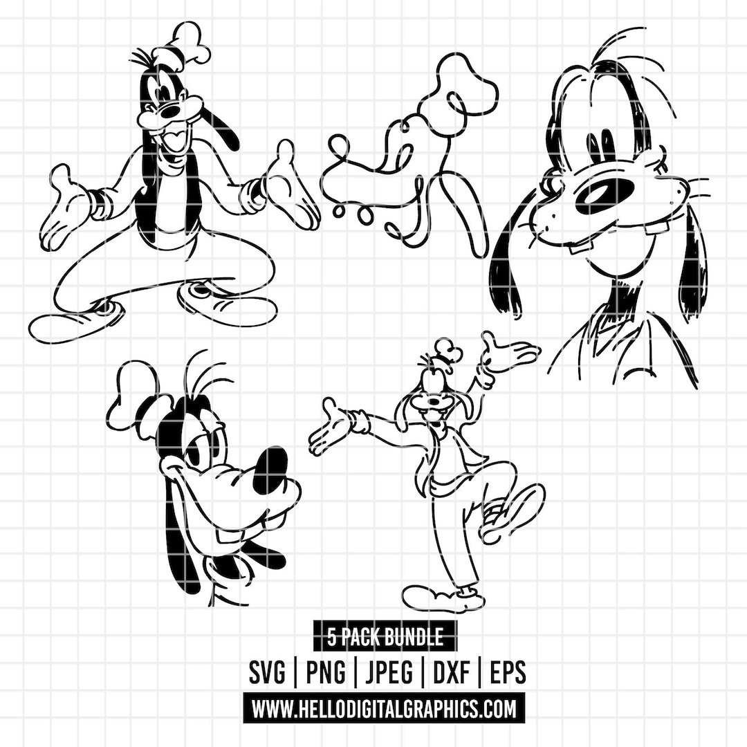3619 - Goofy Pack Bundle Svg, Eps, Png, Dxf, Jpeg (happy - Doodle ...