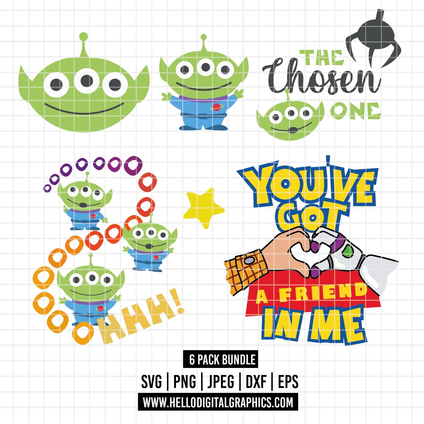 2606 - Toy Story Aliens Dtf Pack Bundle Full Color Svg, Eps, Png, Dxf ...