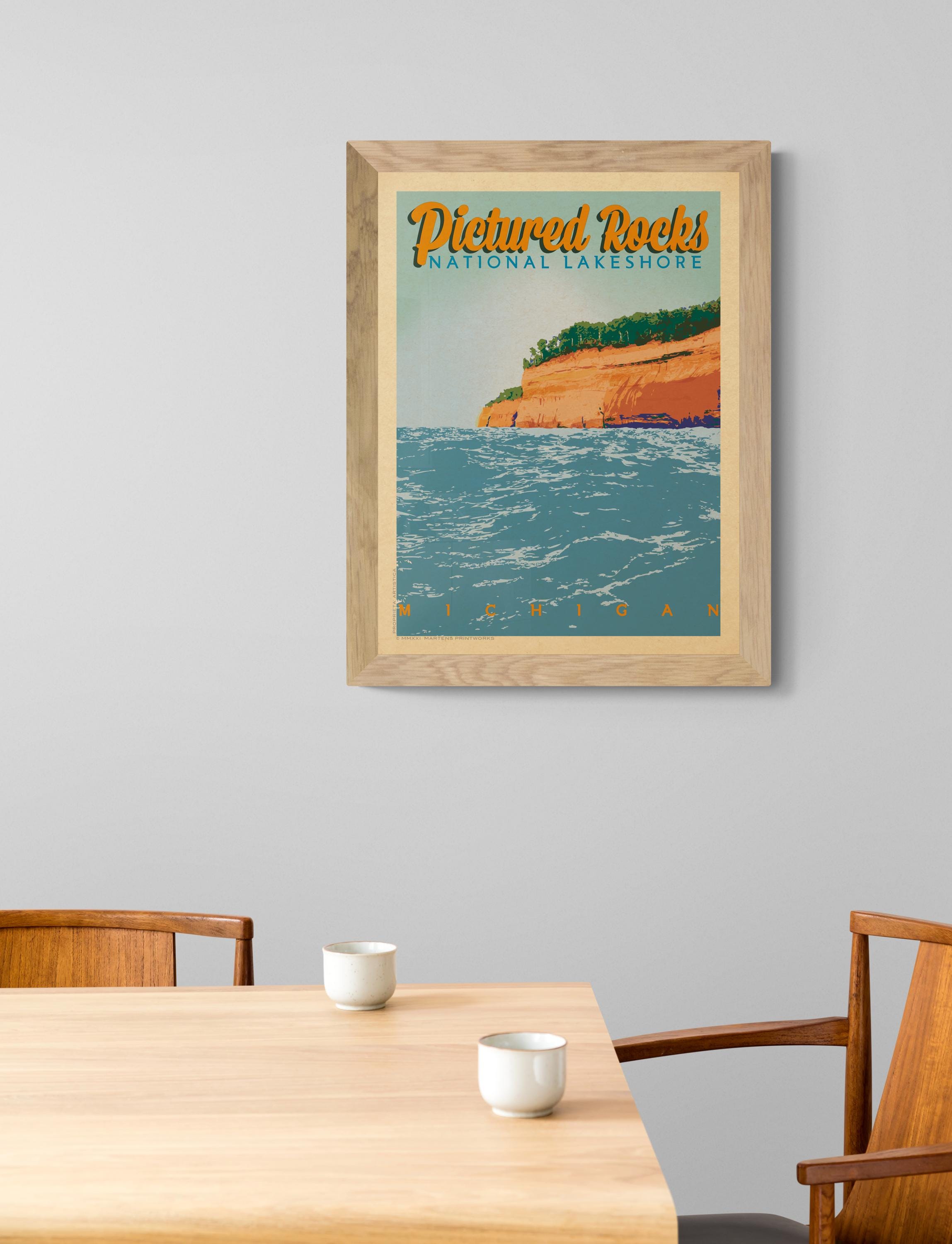 Pictured Rocks National Lake Shore Vintage Style Travel Poster ...