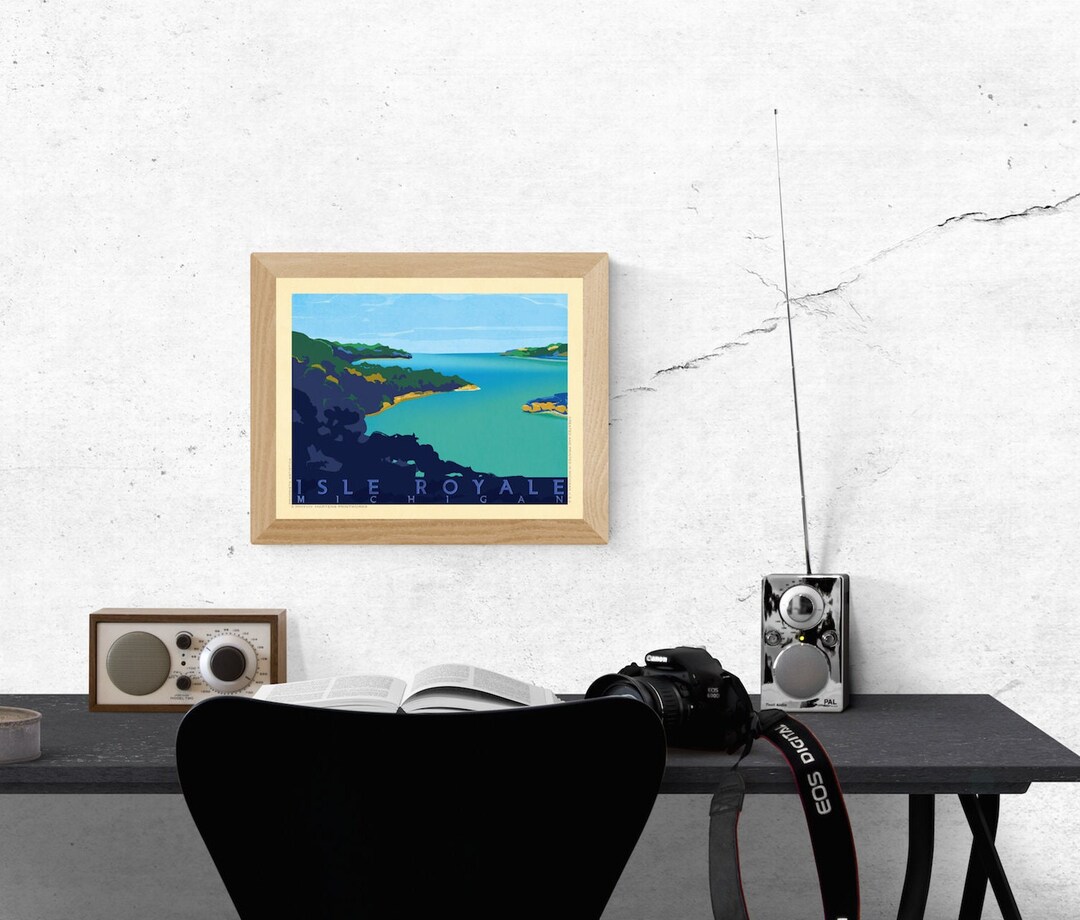 Isle Royale Michigan National Park Vintage Style Travel Art| Michigan ...
