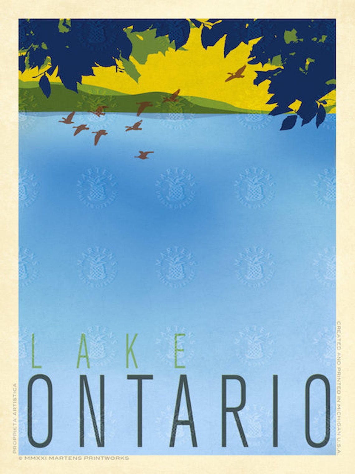 5 Great Lakes Retro Travel Poster | Michigan Art, Michigan Travel ...