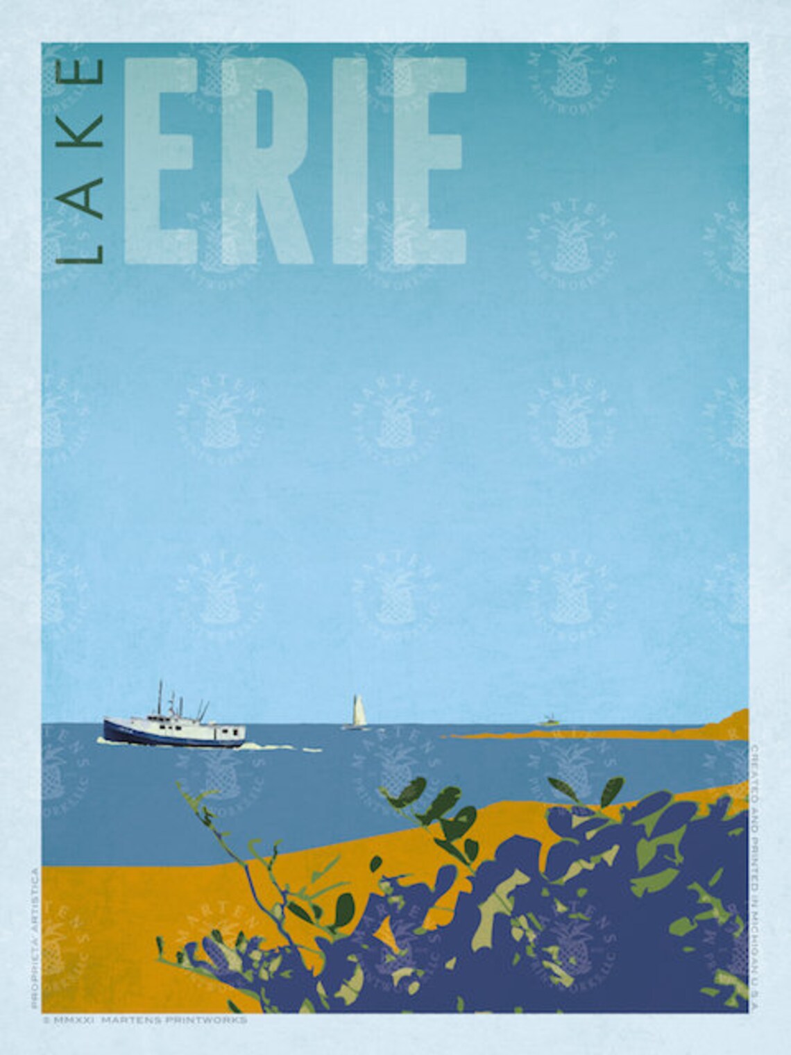 5 Great Lakes Retro Travel Poster | Michigan Art, Michigan Travel ...