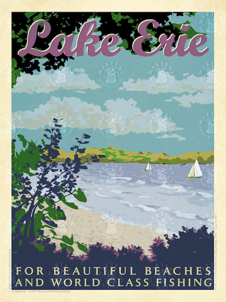 Great Lakes Vintage Travel Poster Set | Michigan Art Prints - Etsy