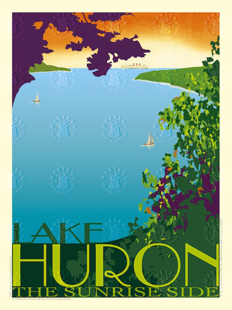 Great Lakes Vintage Travel Poster Set | Michigan Art Prints - Etsy