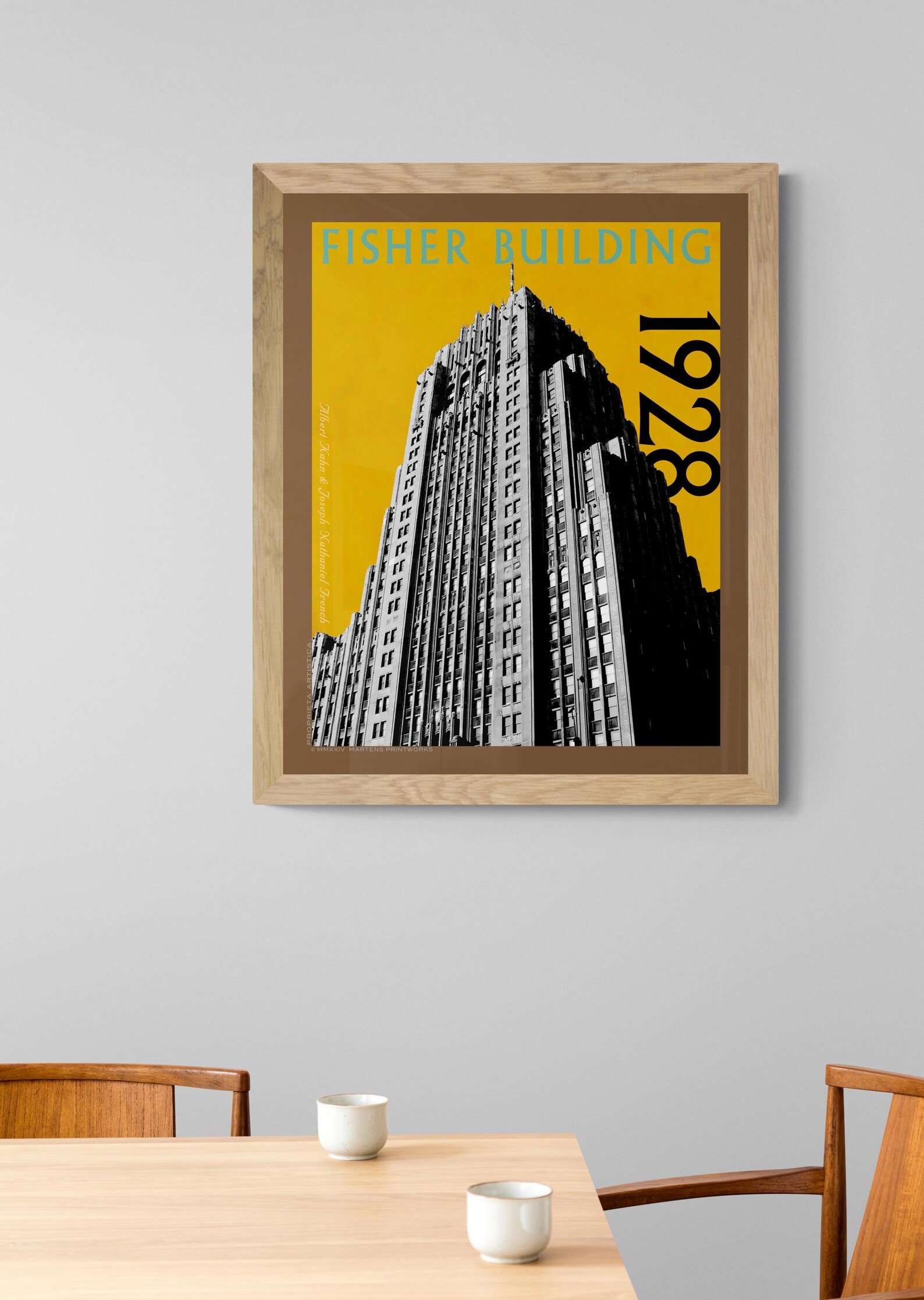 The Fisher Building Detroit Michigan Vintage Style Travel Art ...