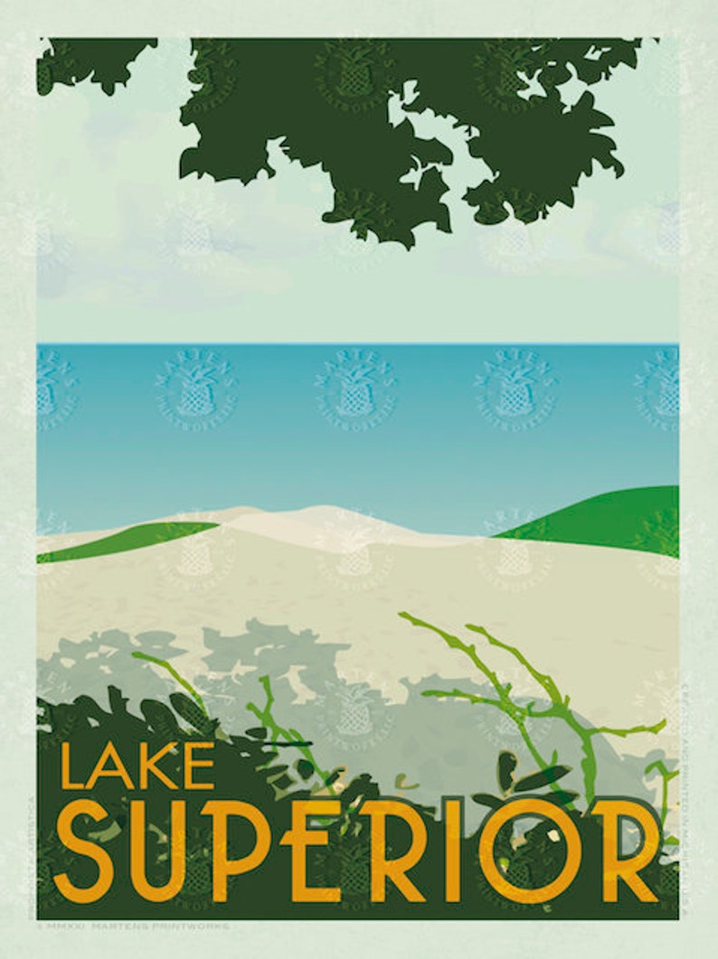 5 Great Lakes Retro Travel Poster | Michigan Art, Michigan Travel ...