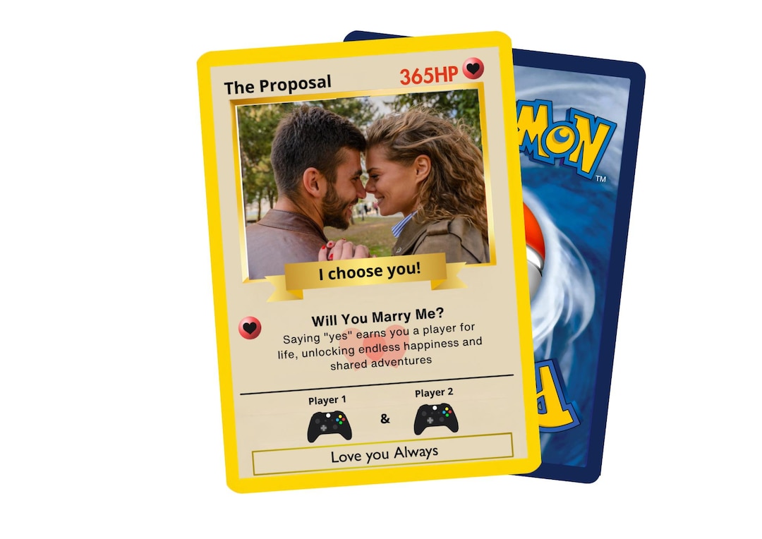 Custom Pokémon Proposal Card, Personalized Engagement Gift, Wedding ...