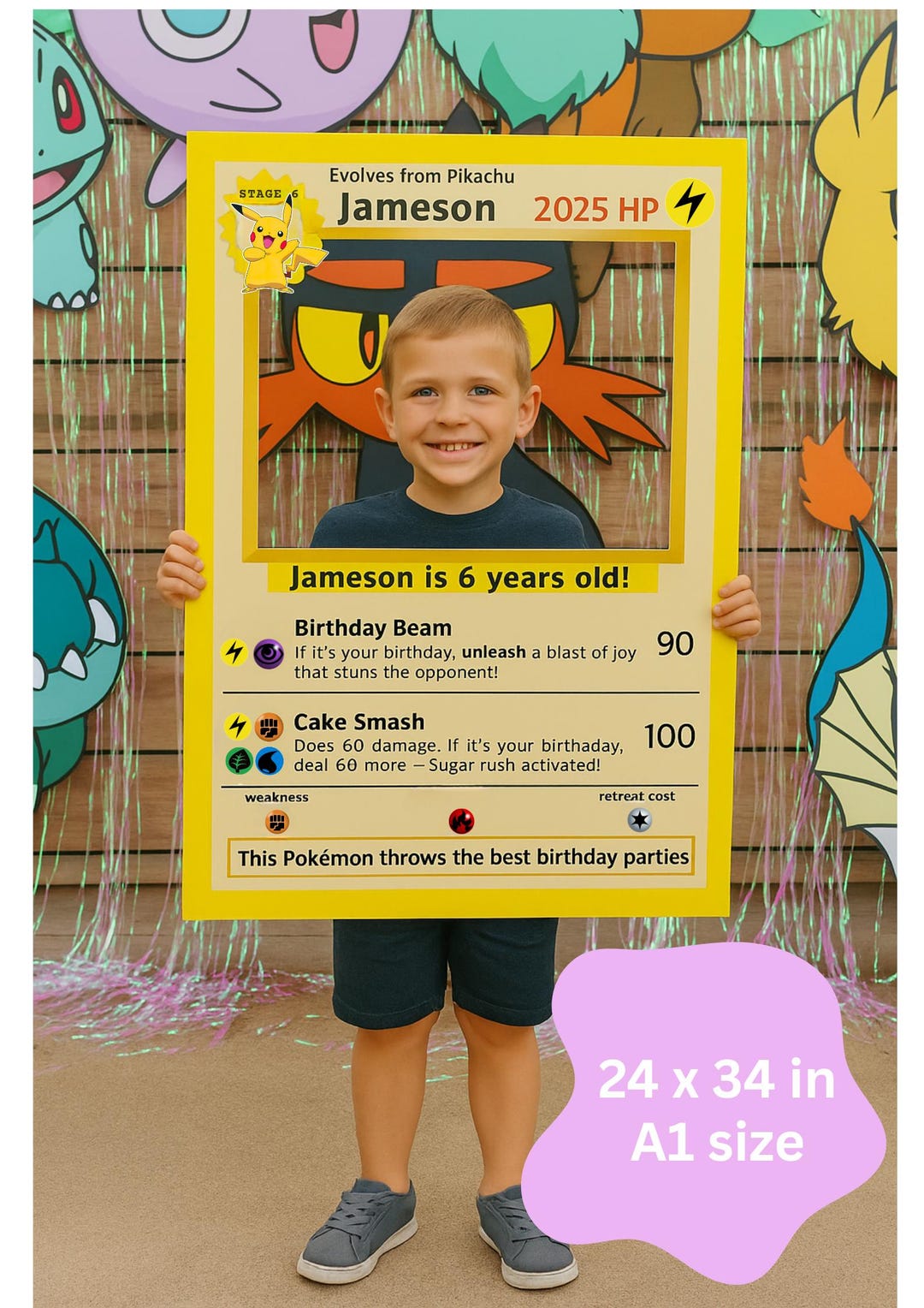 Pokémon Card Birthday Photo Frame Editable | Pokémon Birthday Card ...