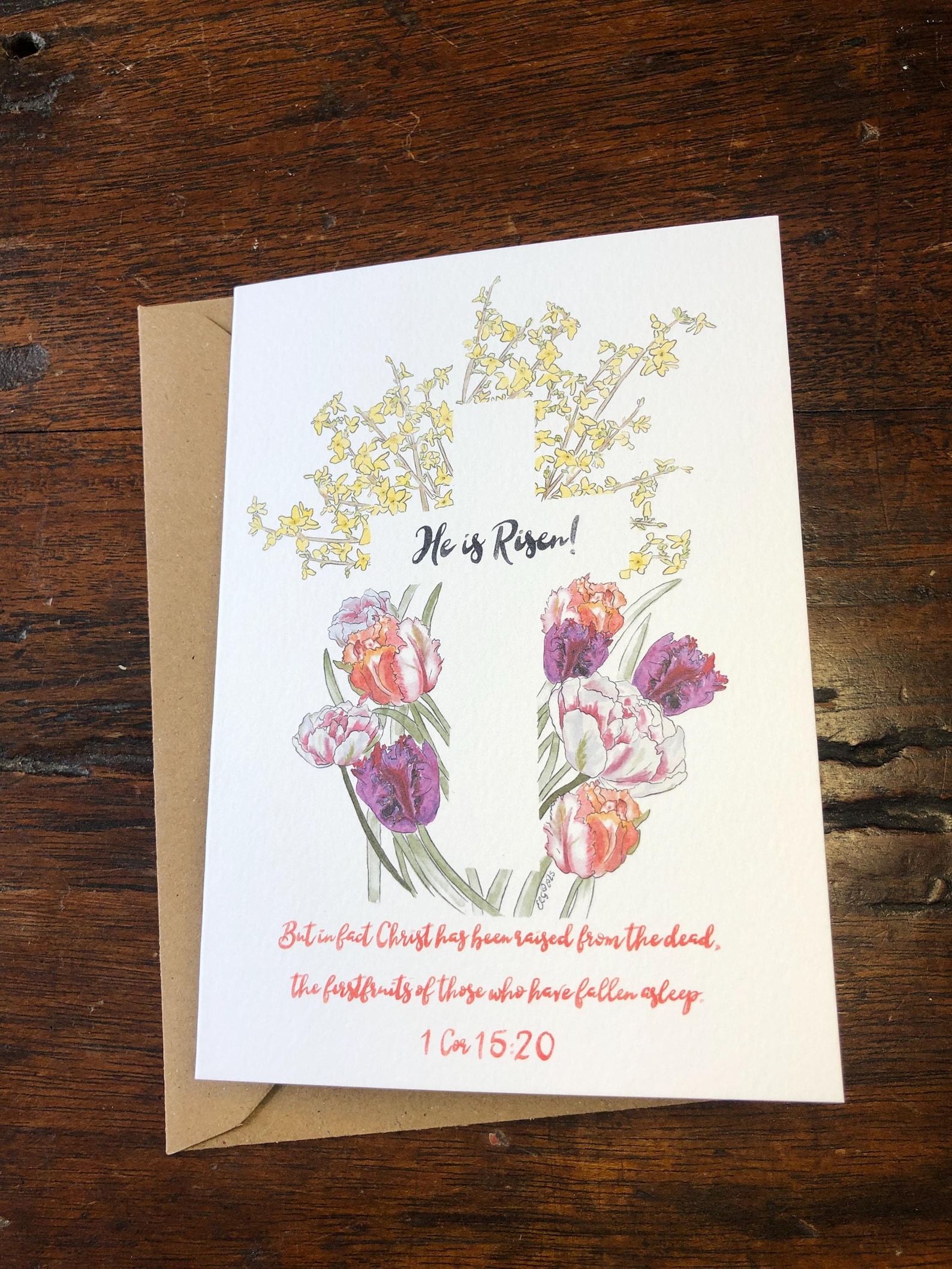 Easter Floral Cross Card | Watercolour | Bible Verse | Christian ...