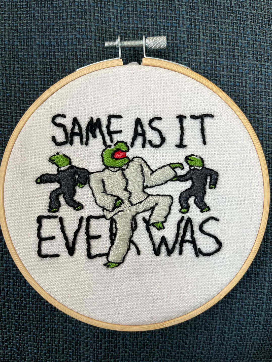 Kermit Same as It Ever Was Embroidery Muppets Tonight Talking Heads ...