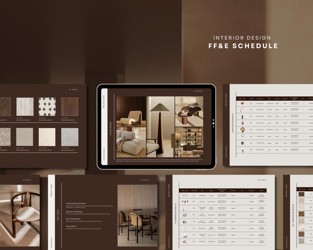 Interior Design FF&E Schedule Template | Editable on Canva, and Powerpoint - Etsy