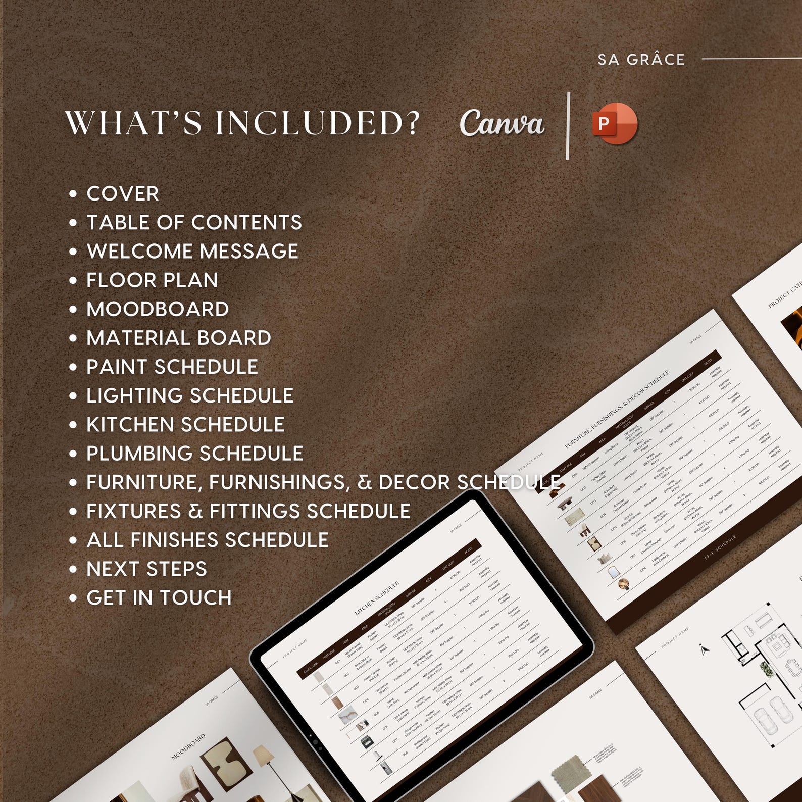 FF&E Schedule Template | Interior Design Furniture and Materials Tracker | Editable in Canva and ...