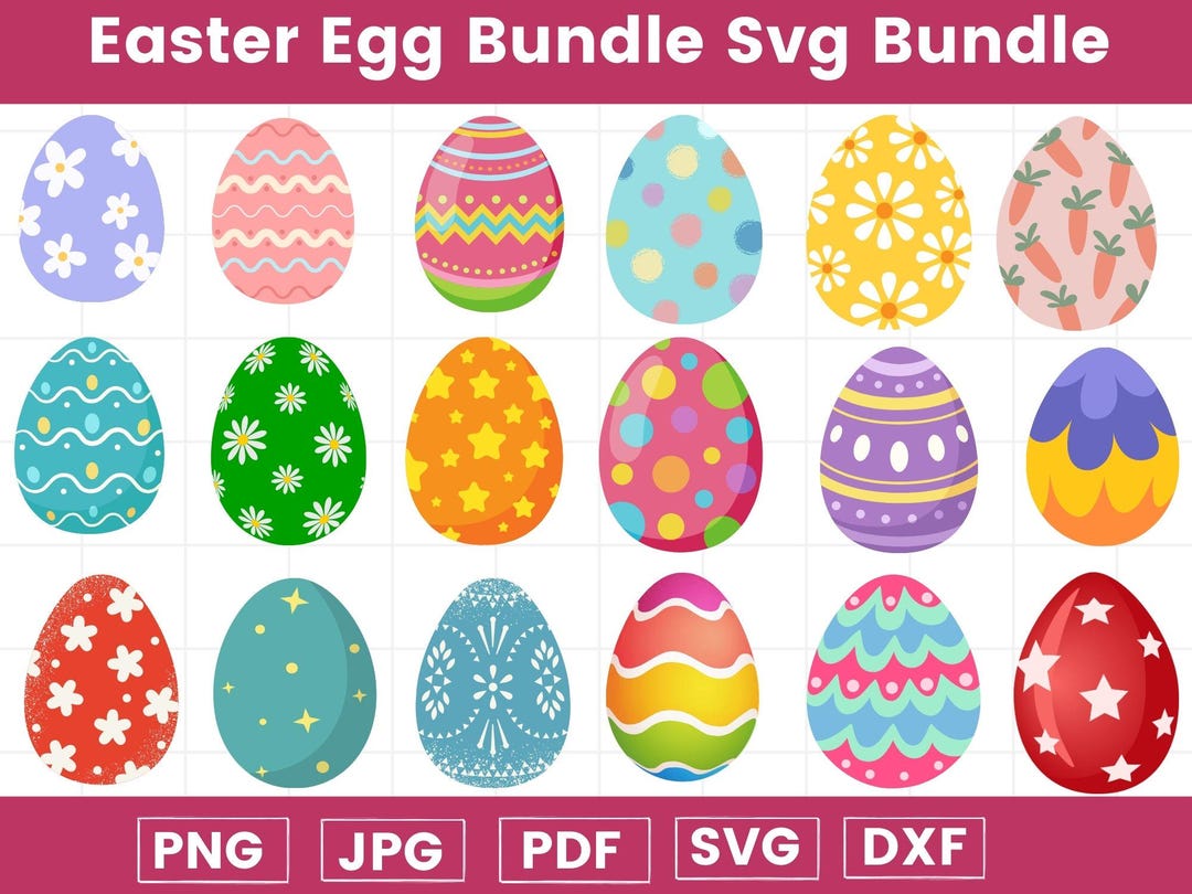 Easter Egg Bundle SVG Files - Easter Cut Files - Easter Egg Silhouette Vector Files - Happy ...