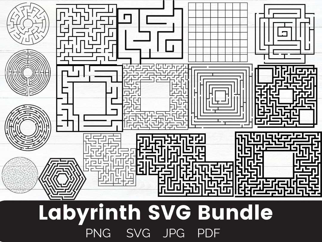 Labyrinth SVG Bundle,maze Svg Files for Cricut,labyrinth Monogram ...