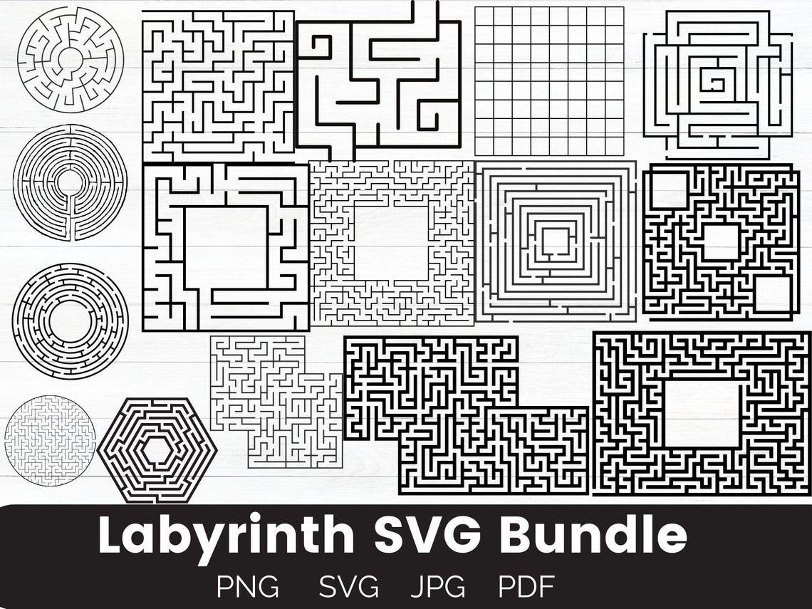 Labyrinth SVG Bundle,maze Svg Files for Cricut,labyrinth Monogram ...
