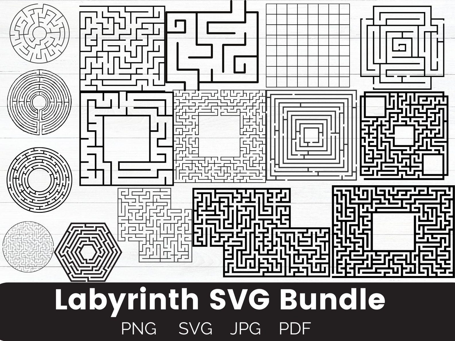 Labyrinth SVG Bundle,maze Svg Files for Cricut,labyrinth Monogram ...