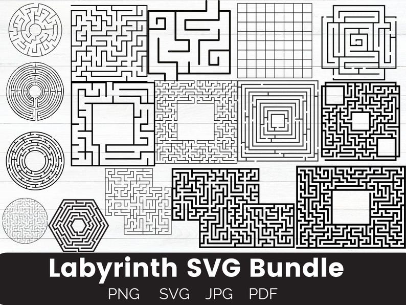Labyrinth SVG Bundle,maze Svg Files for Cricut,labyrinth Monogram ...