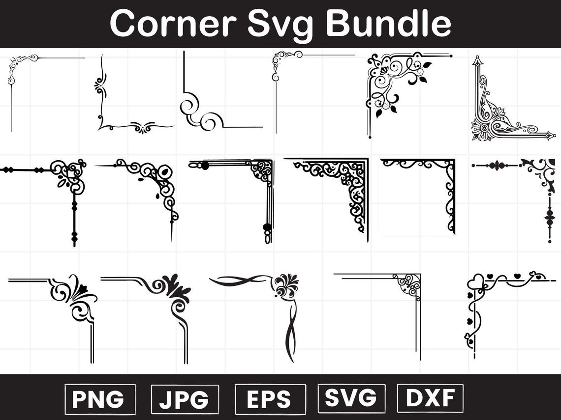 Corner Svg Bundle - Flower Corner Svg - Corner Border Svg - Wedding ...