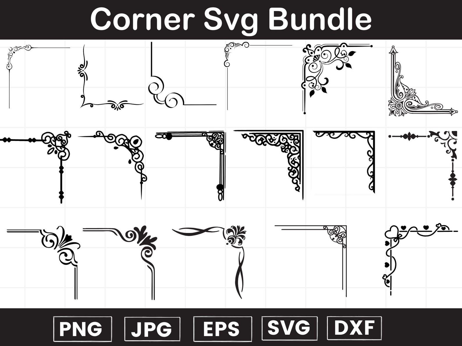 Corner Svg Bundle - Flower Corner Svg - Corner Border Svg - Wedding ...