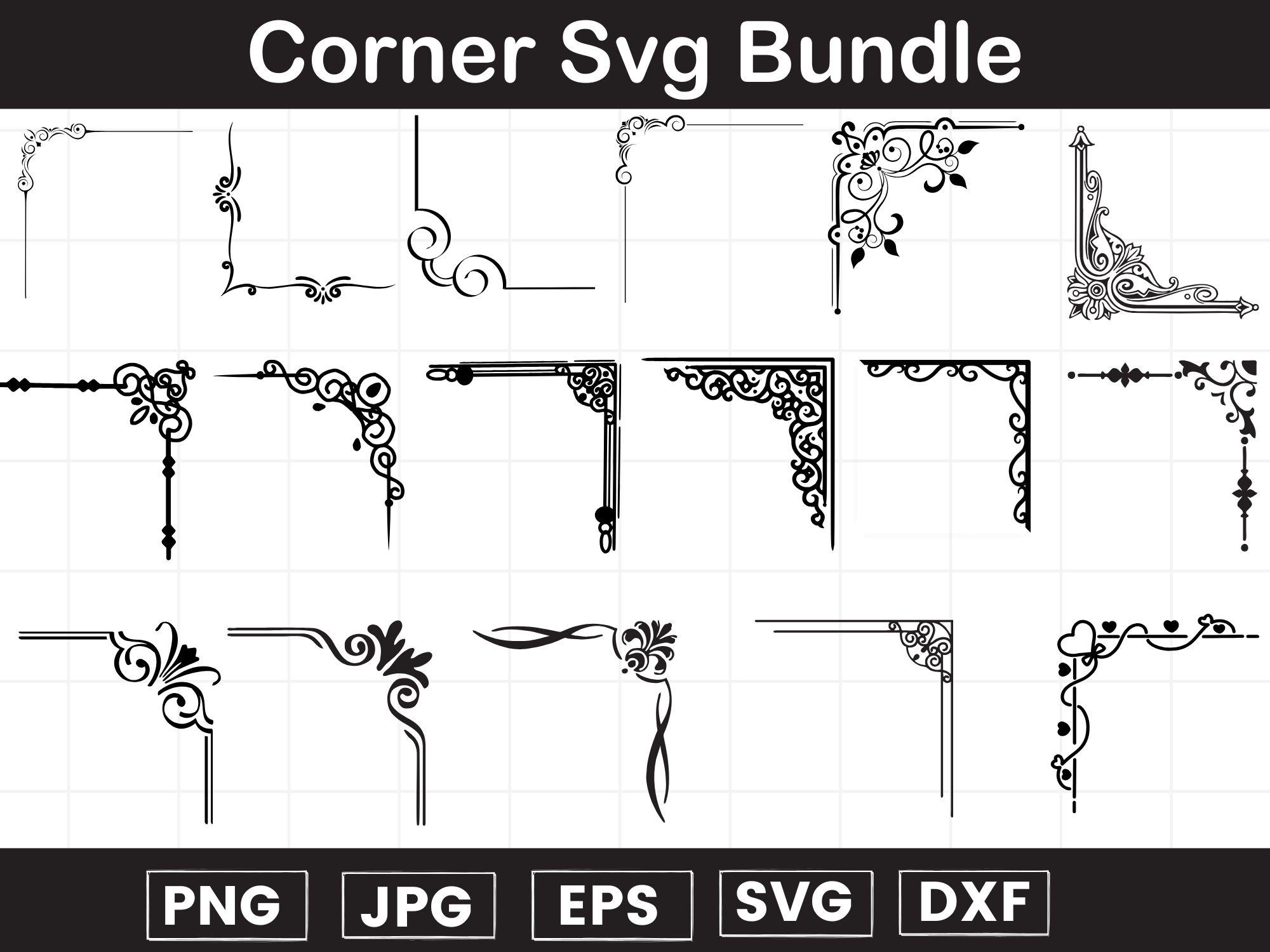 Corner Svg Bundle - Flower Corner Svg - Corner Border Svg - Wedding ...