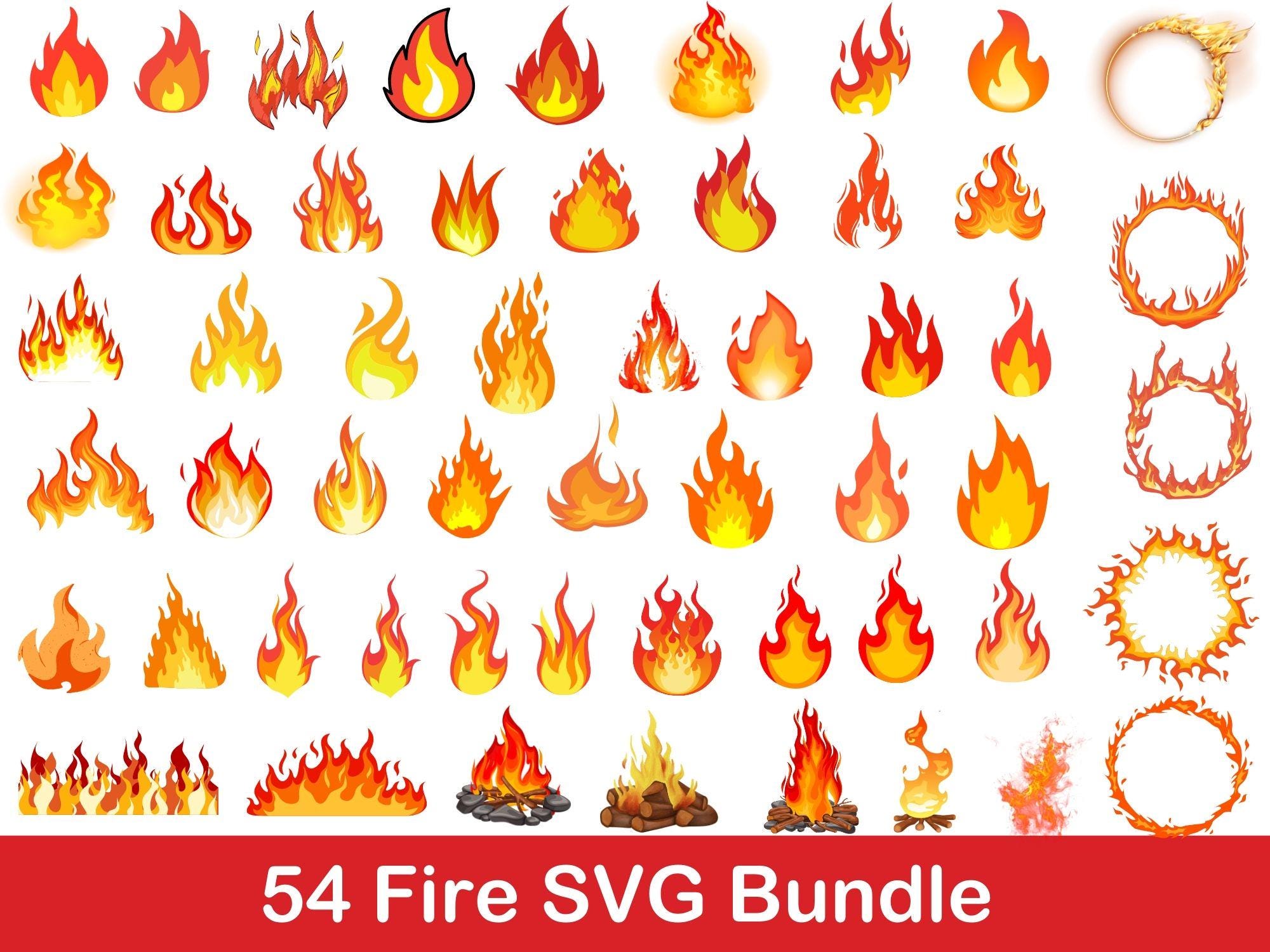 Fire Svg Bundle - Fire Clipart - Fire Svg Files - Fire Flames Svg ...