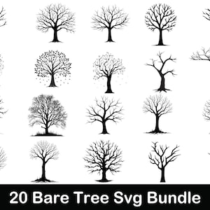 Bare Tree Svg Bundle, Leafless Tree Svg, Rustic Tree Svg, Tree Vector ...