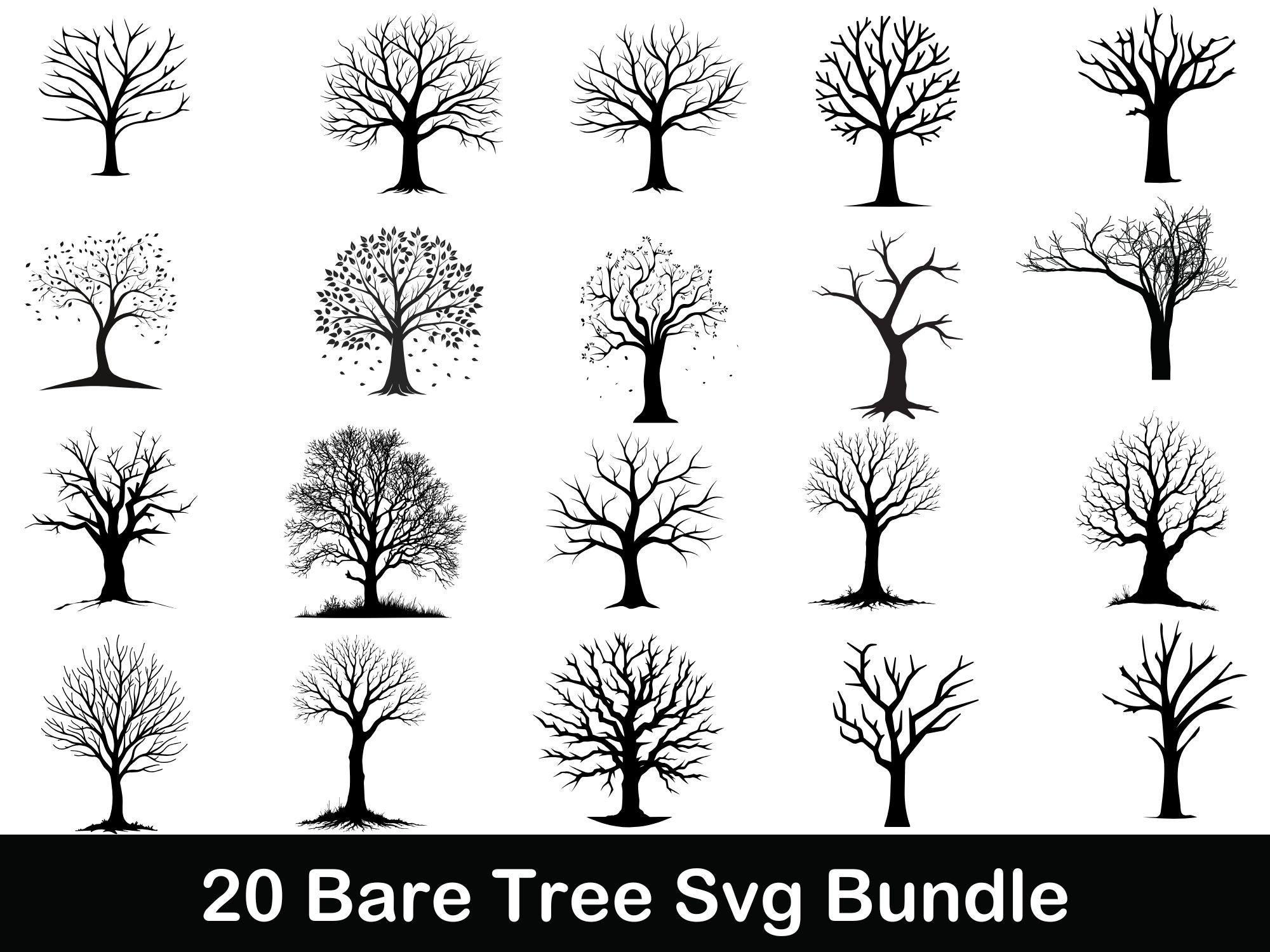 Bare Tree Svg Bundle, Leafless Tree Svg, Rustic Tree Svg, Tree Vector ...