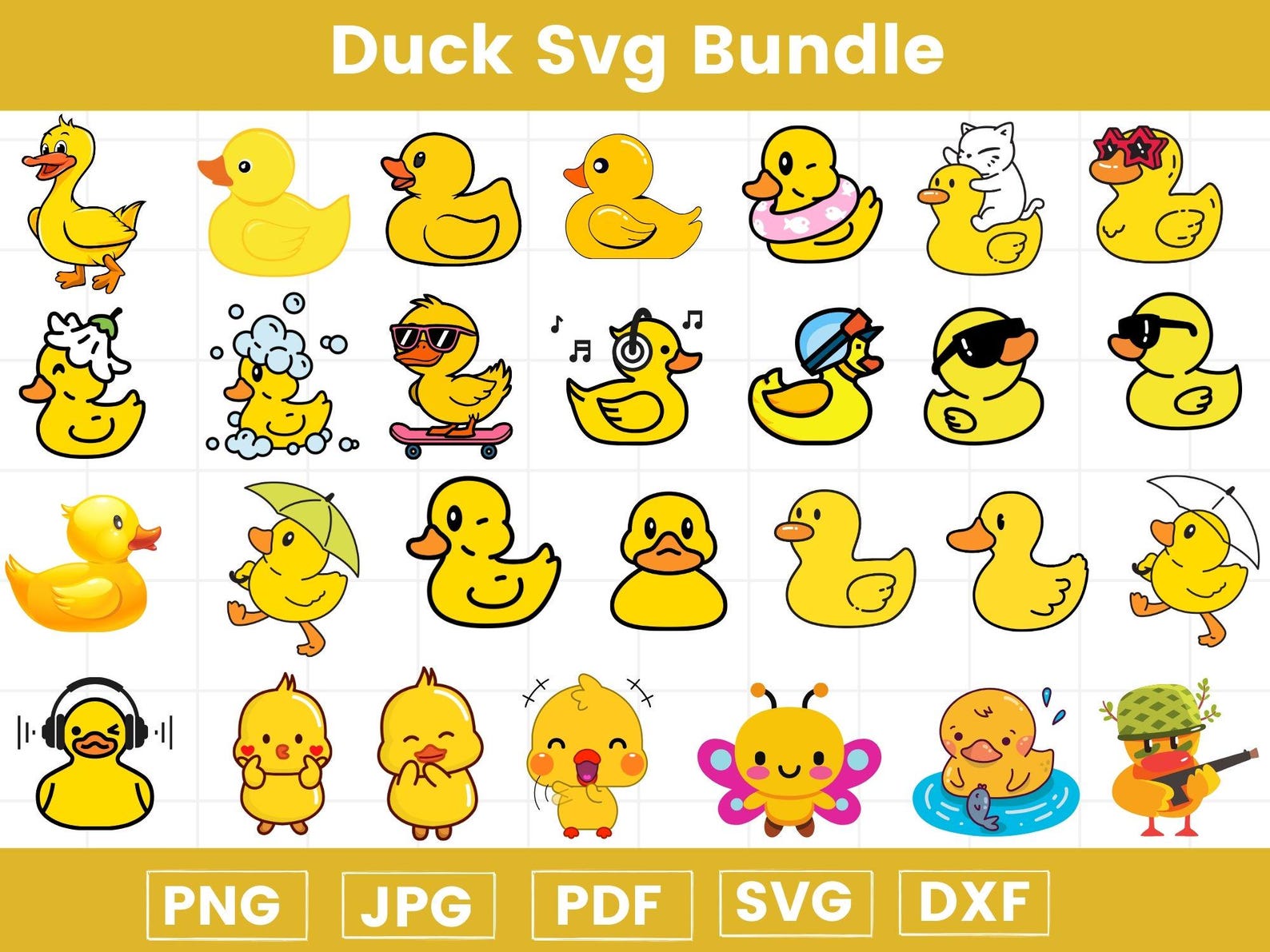 Duck Svg Bundle - Rubber Ducky Svg - Rubber Duck Svg - Duck Clipart ...