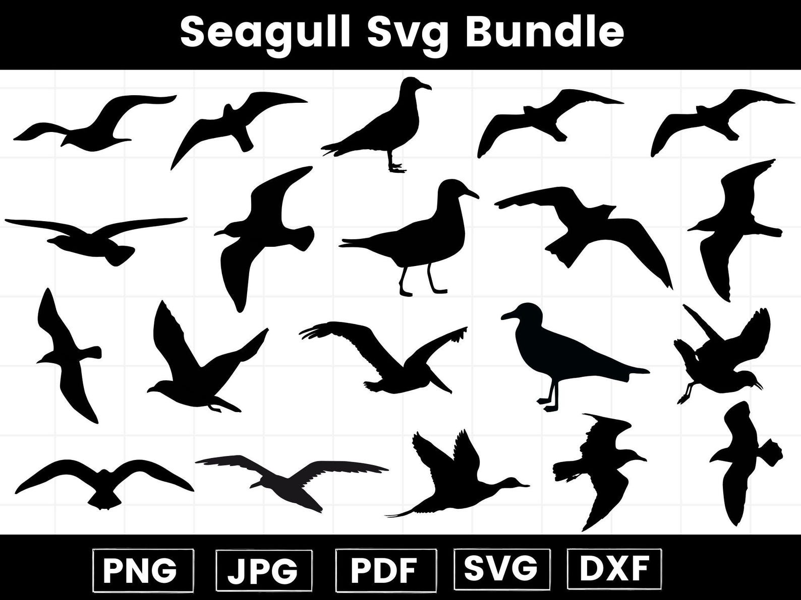 Seagull Silhouettes Svg Bundle - Commercial Use - Digital Cut File ...