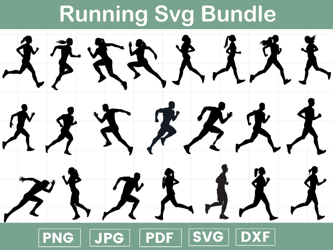 Running Svg Bundle - Running People Svg - Athletic Silhouettes ...