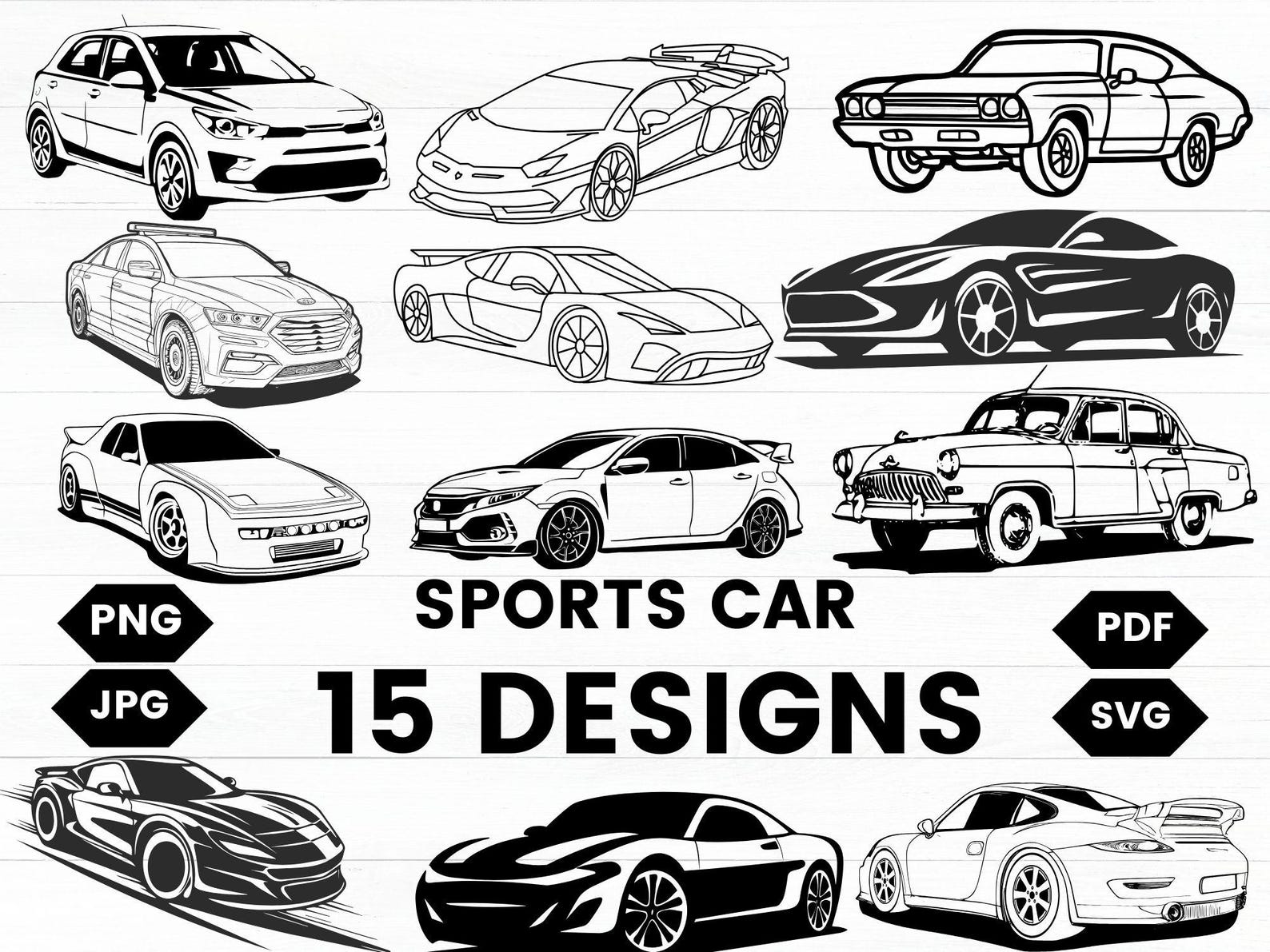 Sports Car Svg / Super Car Svg /racing Car Svg / Silhouette / Svg/ Pdf ...