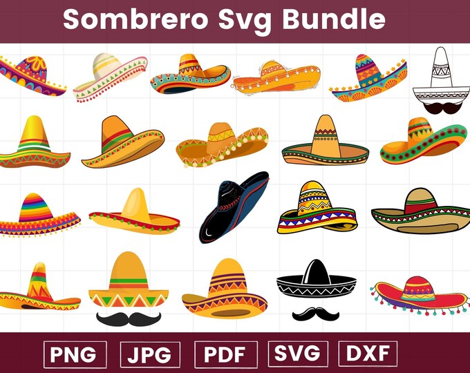 Sombrero SVG Bundle, Sombrero Clipart, Sombrero Vector, Fiesta Svg ...