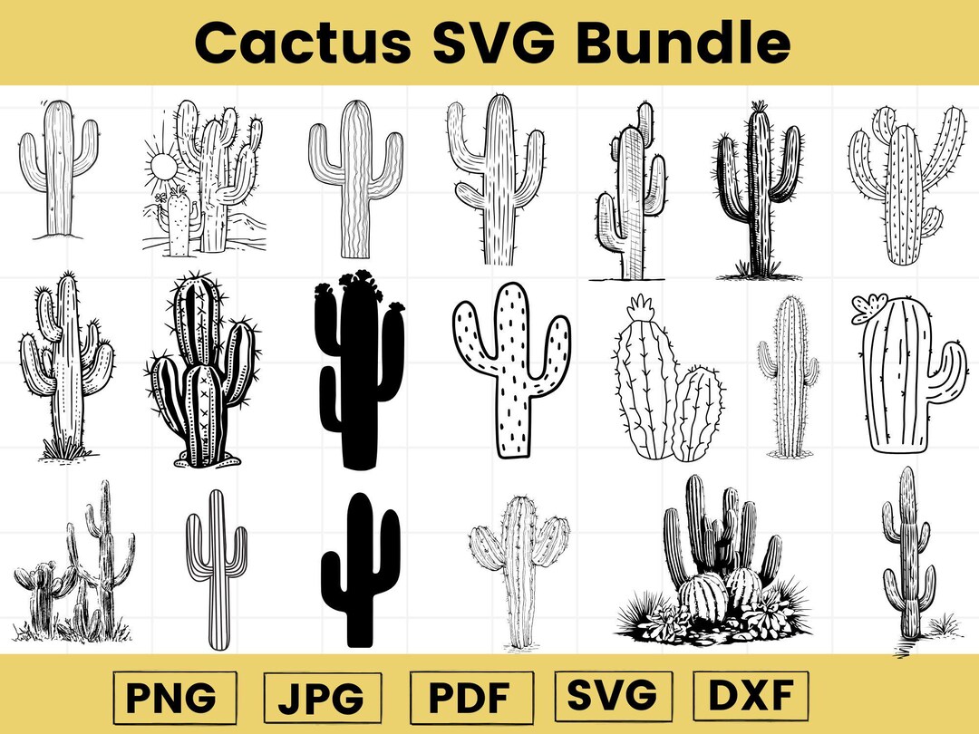 Cactus Svg Bundle - Cactus Cut Files for Cricut - Cactus Clipart ...
