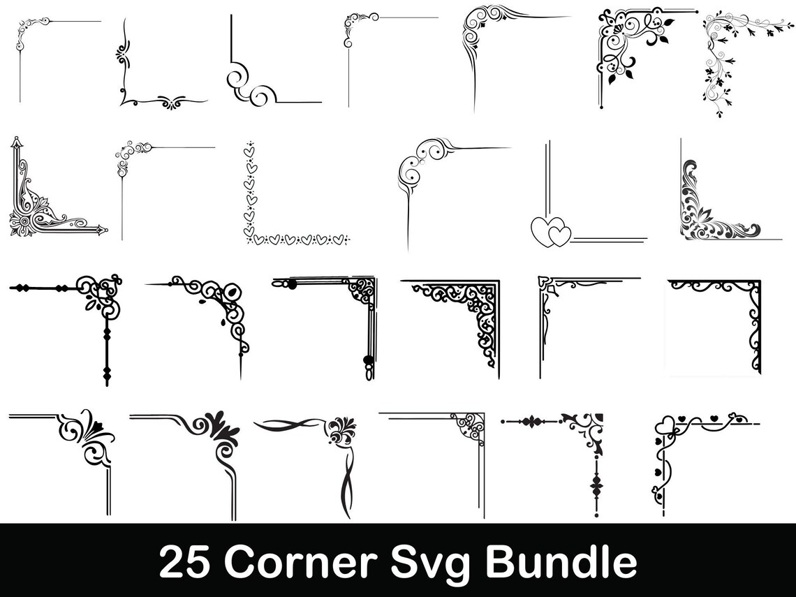 Corner Svg Bundle - Flower Corner Svg - Corner Border Svg - Wedding ...