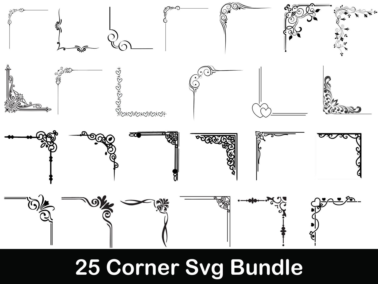 Corner Svg Bundle - Flower Corner Svg - Corner Border Svg - Wedding ...