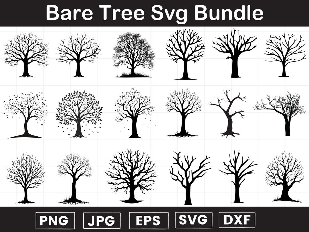 Bare Tree Svg Bundle, Leafless Tree Svg, Rustic Tree Svg, Tree Vector ...