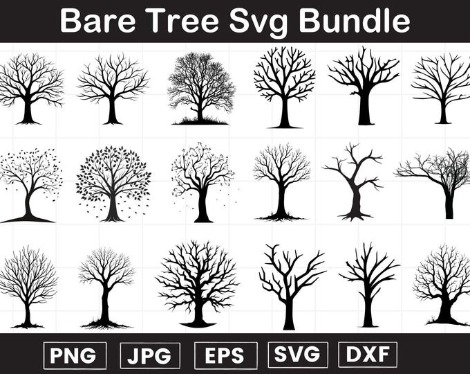 Bare Tree SVG Bundle, Leafless Silhouette Clipart (digital Download ...