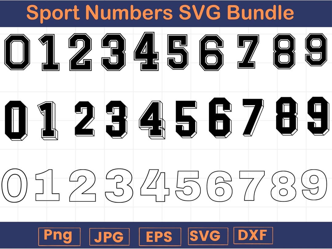 Sport Numbers SVG Bundle - Jersey Number Svg - Varsity Font Svg ...
