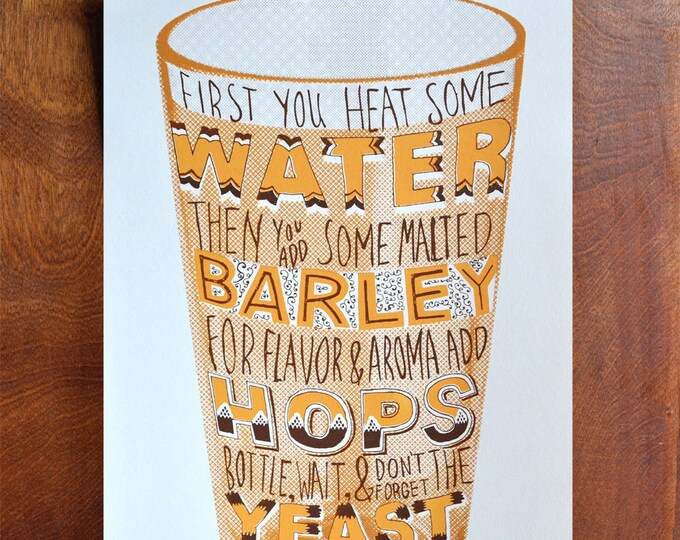 Beer - Two Color Silk Screen Print - Etsy