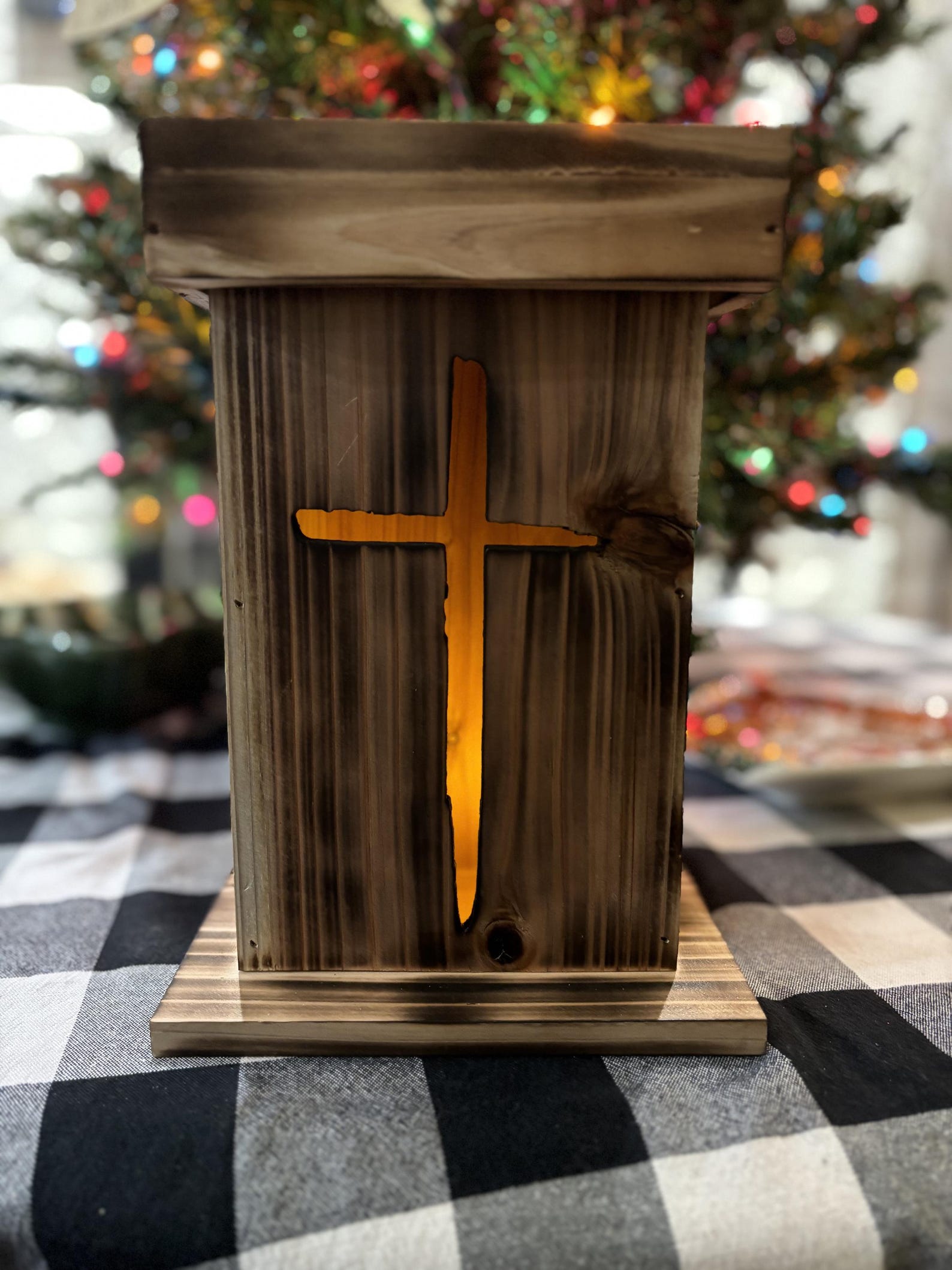 Rugged Cross Lantern - Burnt Finish - Etsy