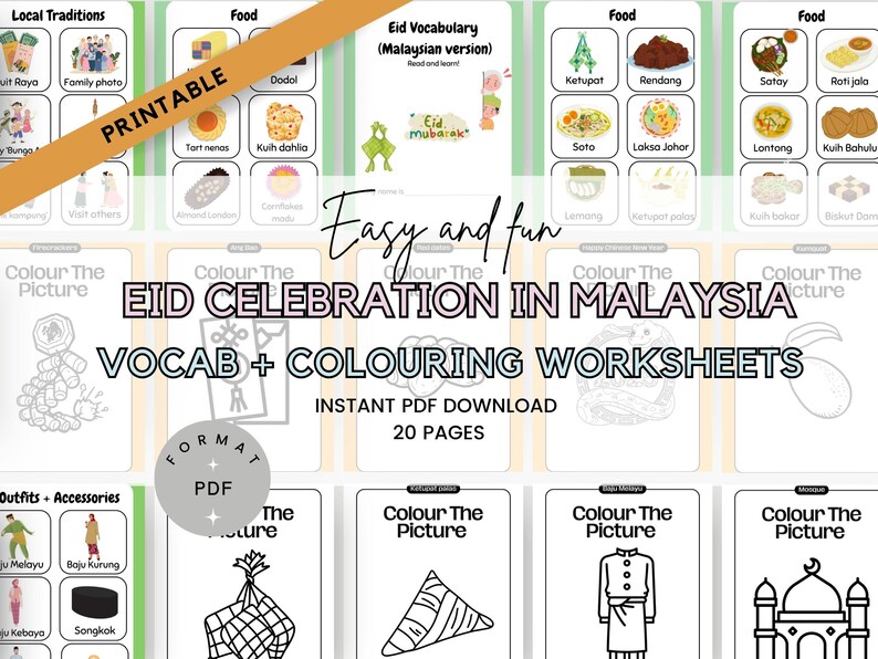 Eid Vocabulary, Fun Eid Worksheet, Eid Colouring Worksheet, Printable ...